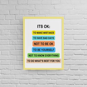 Its Ok Not to Be Ok Positive Affirmations for Kids, Classroom Art ...