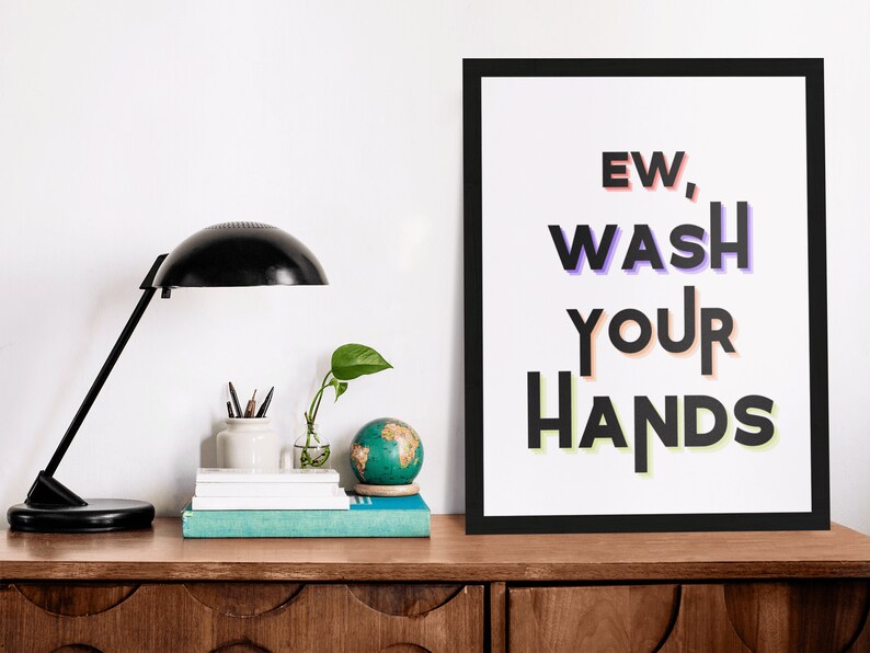 Wash Your Hands Bathroom Printable Art Digital Download, Printable ...