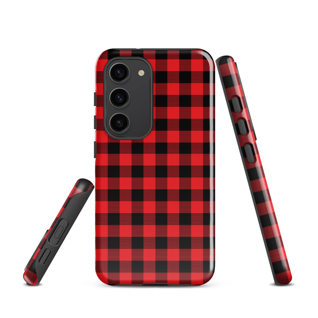 Red Black Checkered Pattern Modern Samsung Galaxy Tough Phone Case ...