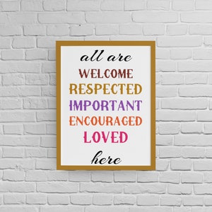 Equality Poster Kindness Matters All Are Welcome Here, Diversity Poster ...