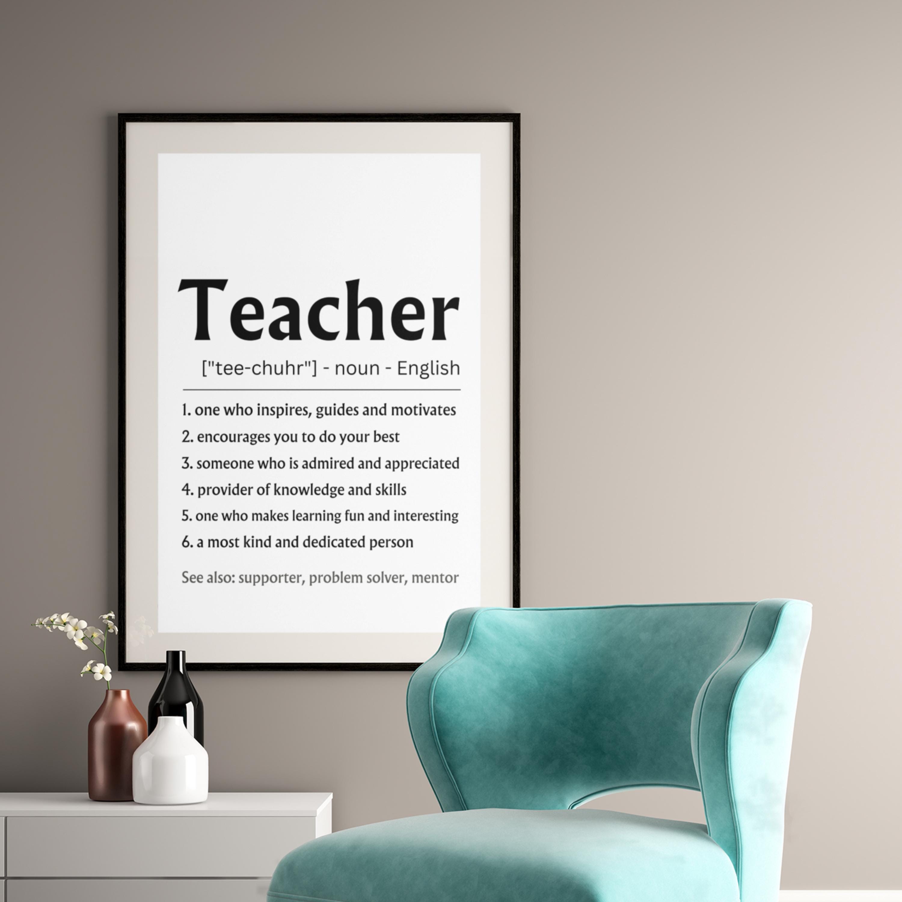 Teacher Definition Printable Art: School Educator Quote Sign ...