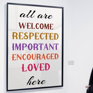 Equality Poster Kindness Matters All Are Welcome Here, Diversity Poster ...