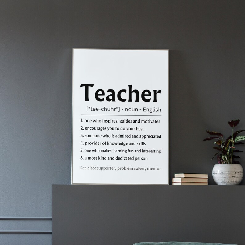 Teacher Definition Printable Art: School Educator Quote Sign ...