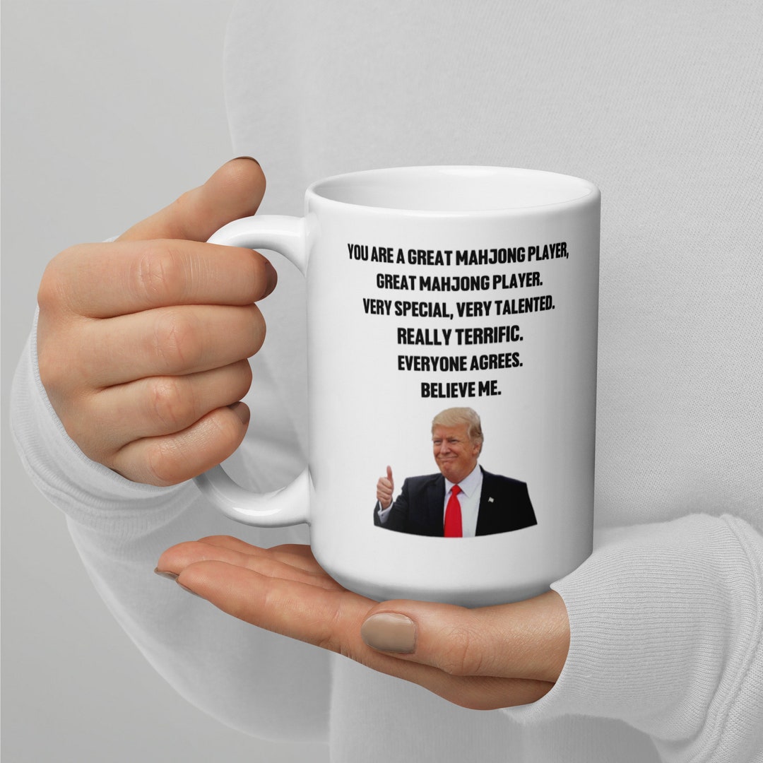 Funny Trump Coffee Mug Gift for Mahjong Player, Mahjong Lover Tea Cup ...