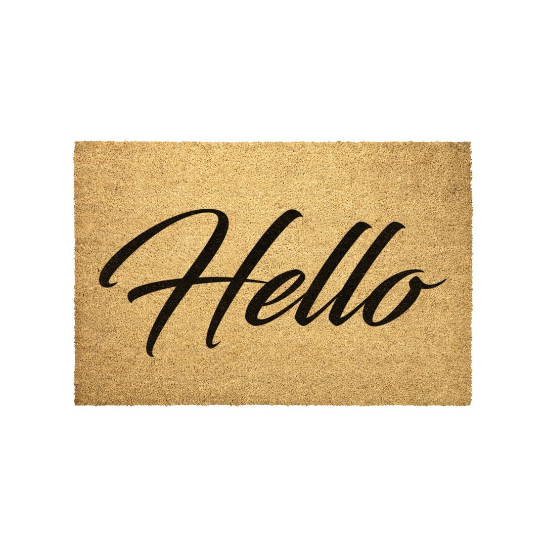 Hello Cursive Script Front Porch Door Mat Etsy