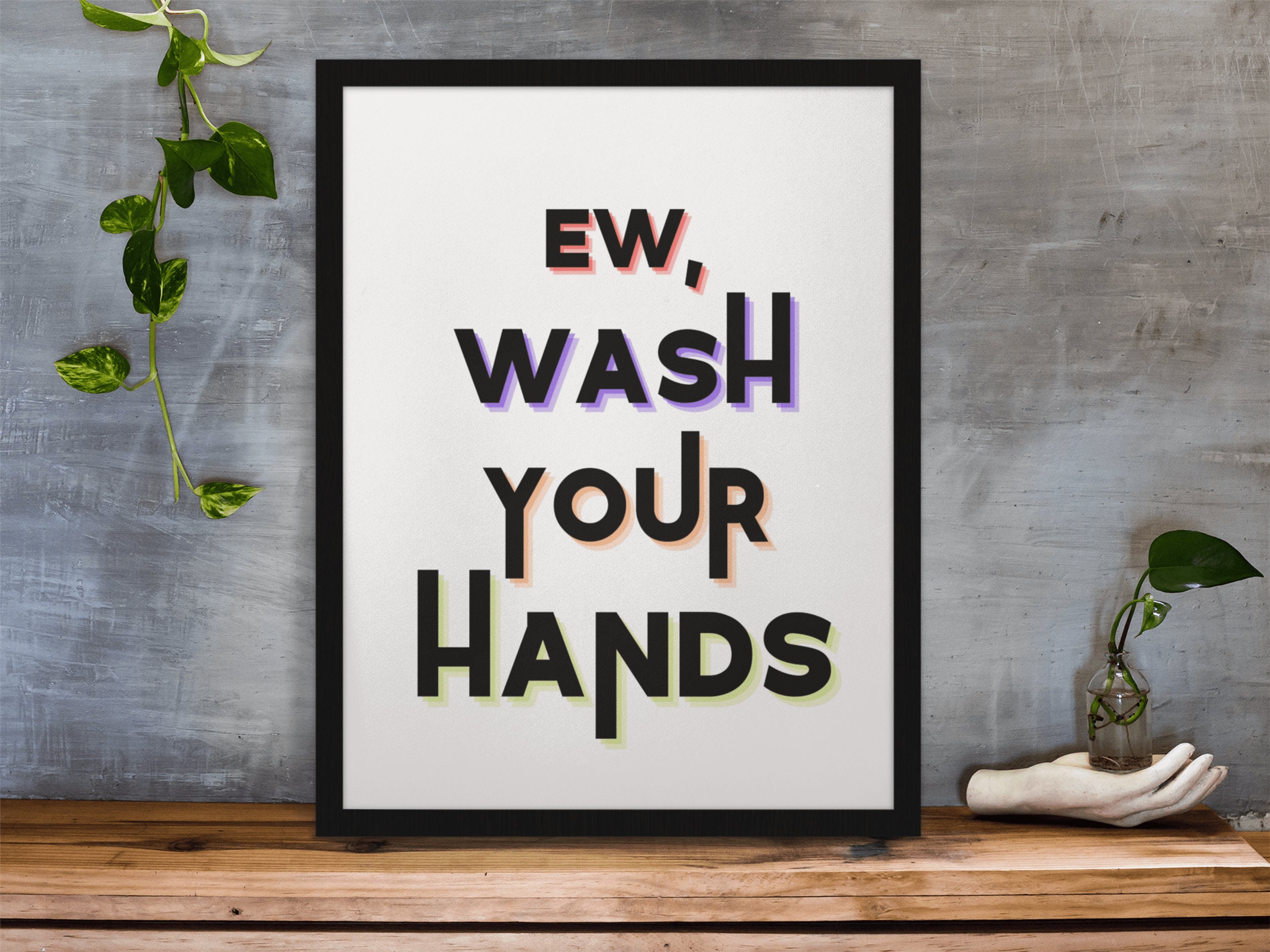Wash Your Hands Bathroom Printable Art Digital Download | Etsy