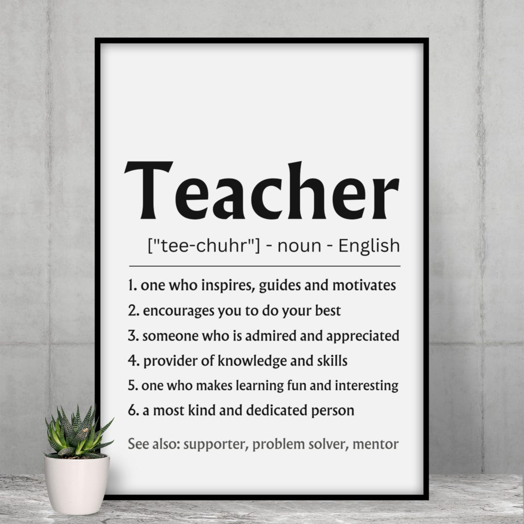 Teacher Definition Printable Art: School Educator Quote Sign ...