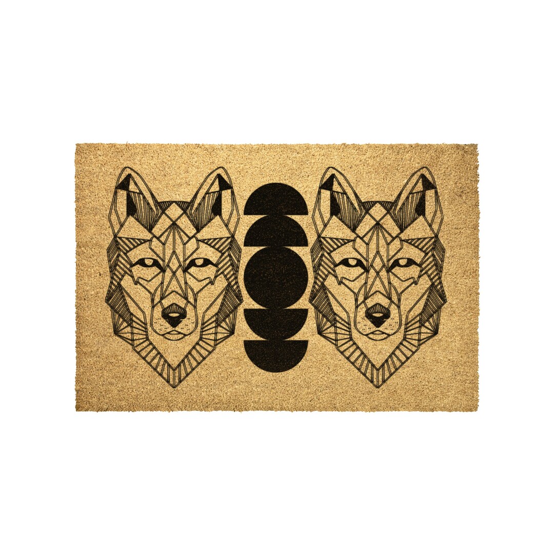 Fun Geometric Shape With Black Dog Outline Coir Doormat, Good ...