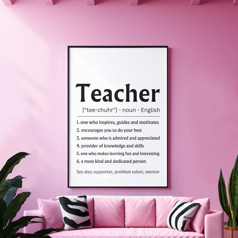 Teacher Definition Printable Art: School Educator Quote Sign ...