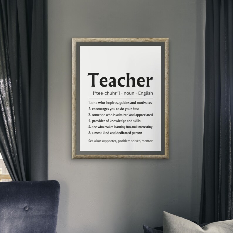 Teacher Definition Printable Art: School Educator Quote Sign ...