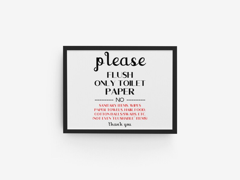 Cute Flush Only Toilet Paper Printable Bathroom Sign Many - Etsy