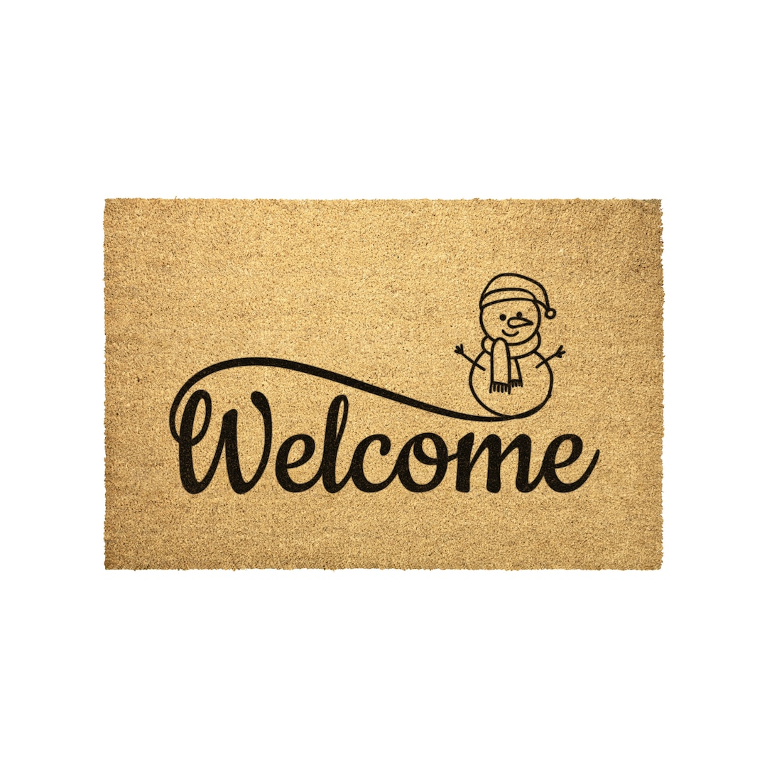Welcome Snowman Front Porch Doormat, Welcome Outdoor Rug, Christmas ...