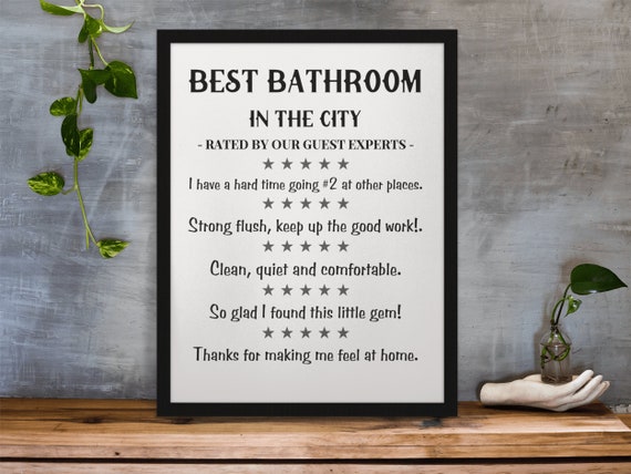 Funny Bathroom Review Sign Wall Decor Printable Toilet Review | Etsy
