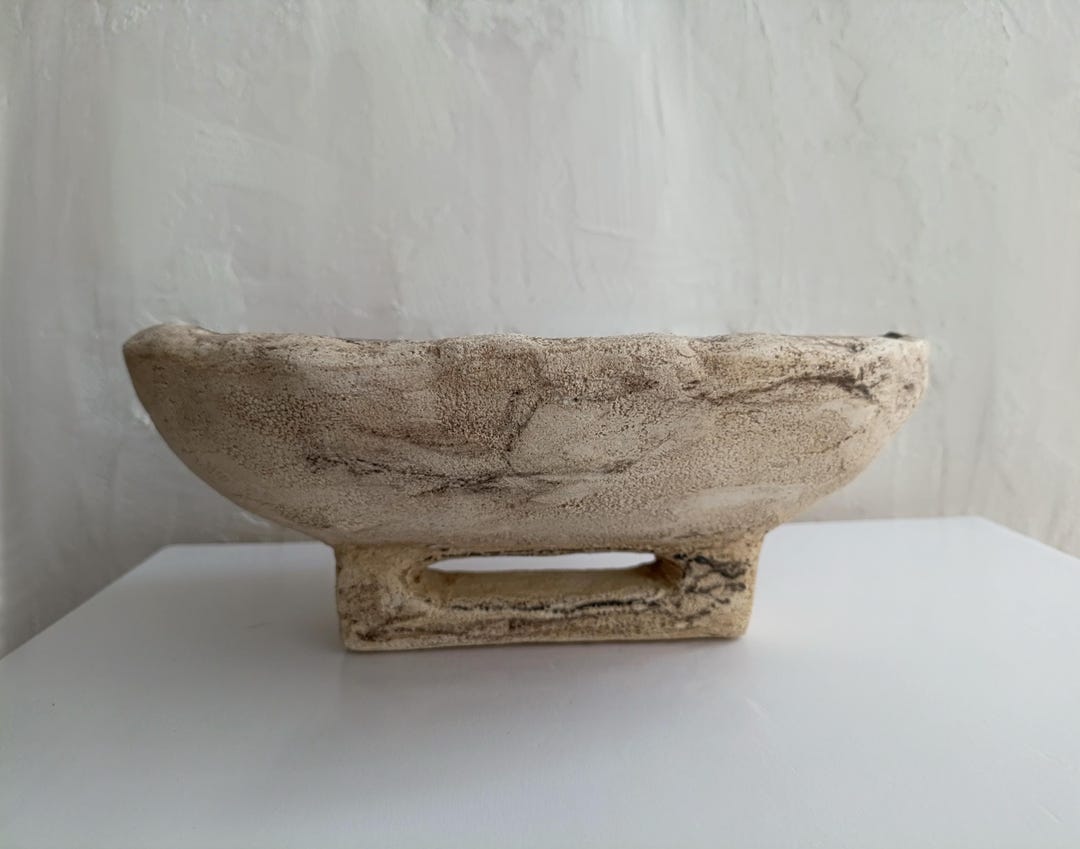 Handmade Cement Decorative Bowl – Wabi-sabi Minimalist Catchall Dish ...