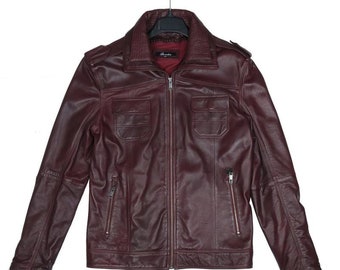 Wine Leather Jacket for Men - Etsy