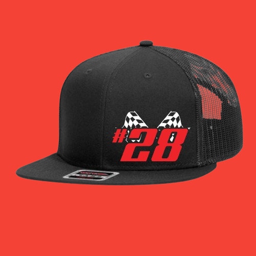 Racing Number Flat Billed Hat, Custom Car Racing Snapback Hat, Race Day ...