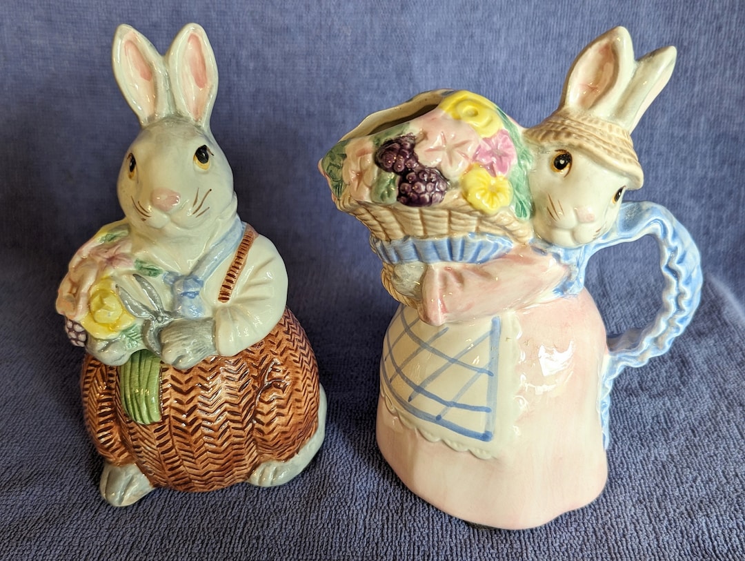 Vintage Fitz Floyd Bunny Rabbit Creamer and Sugar Bowl - Etsy
