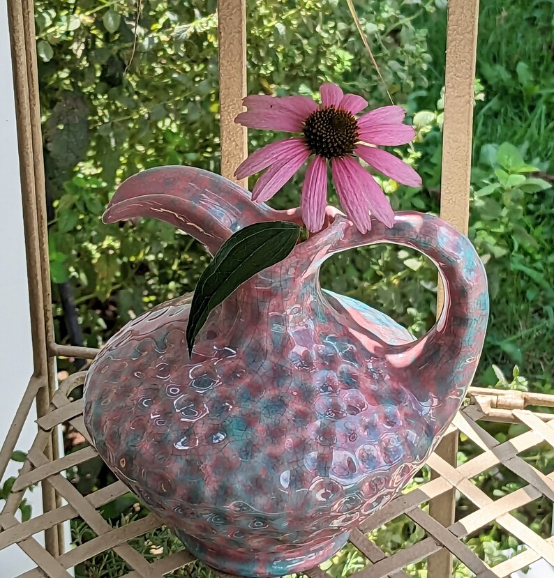 Vintage 1940's Artistic Potteries Dimpled Pink and Aqua Green-blue ...