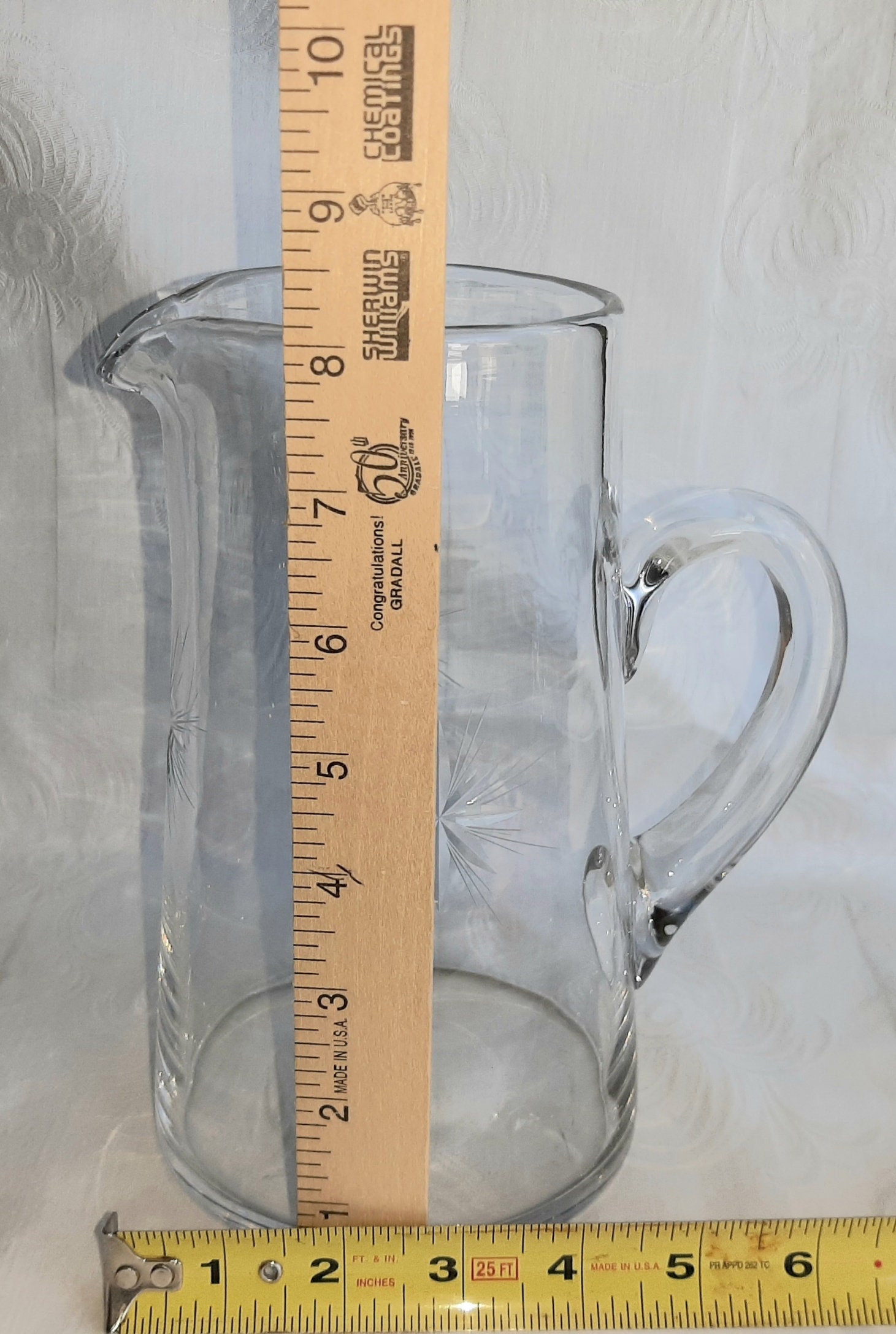 Vintage Mid-century Clear Glass Pitchers Starburst Pattern and ...