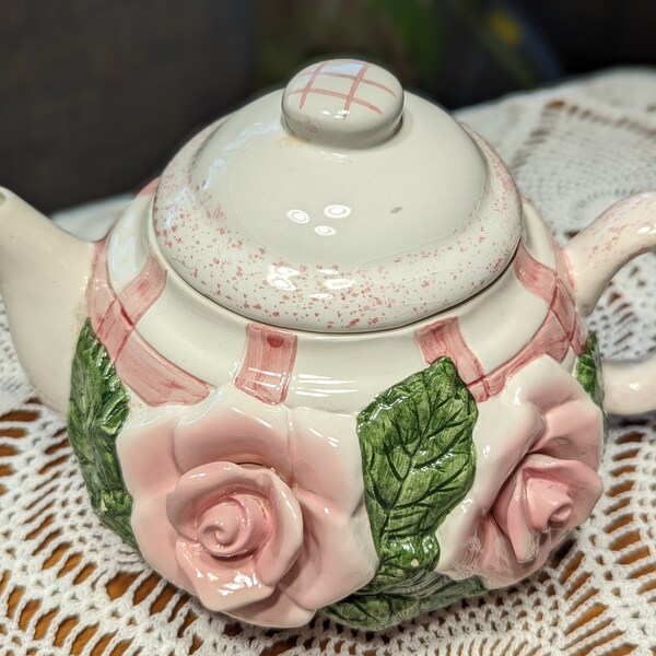 Pink Rose Teapot - Etsy