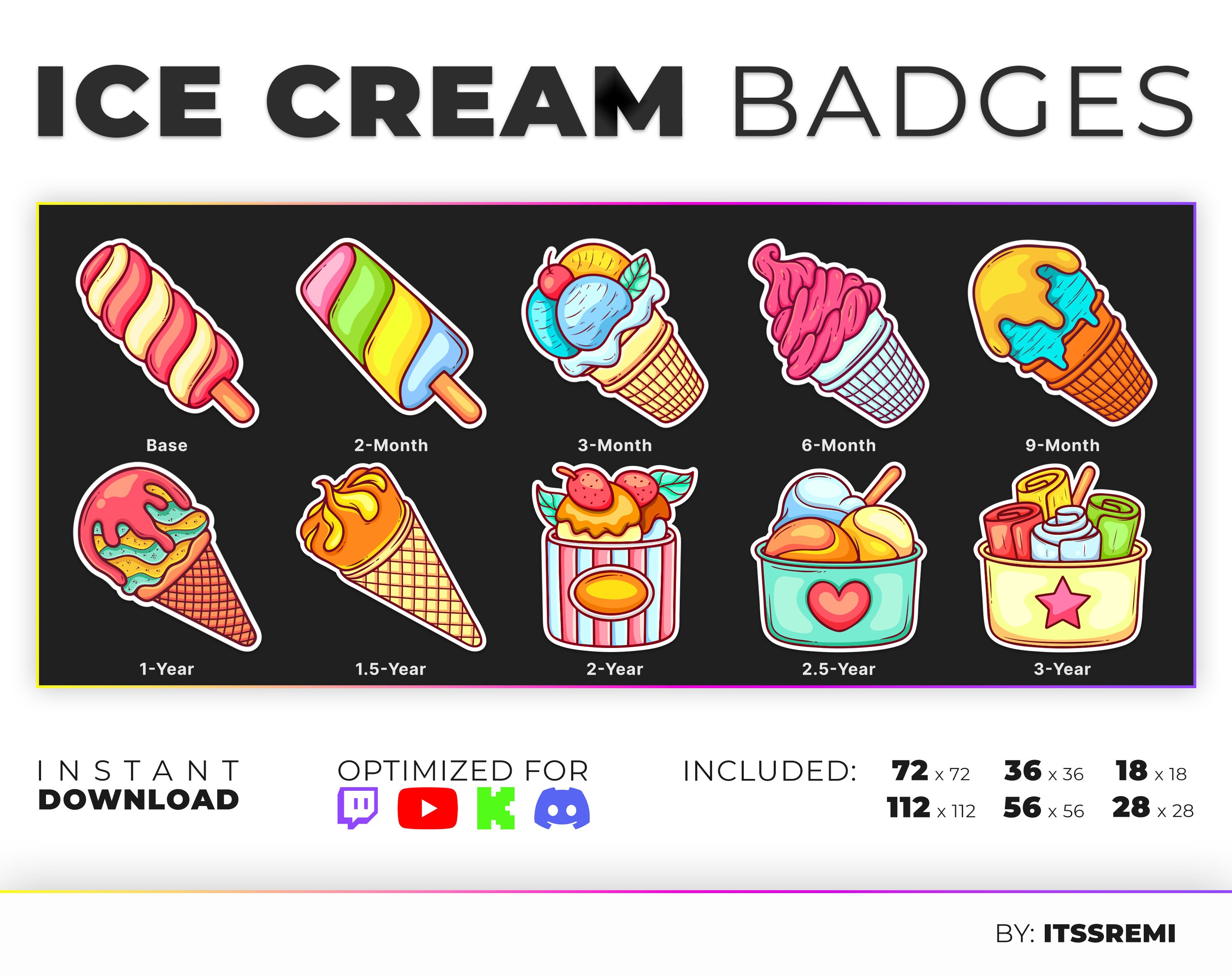 Ice Cream Sub/bit Badges for Twitch - Etsy
