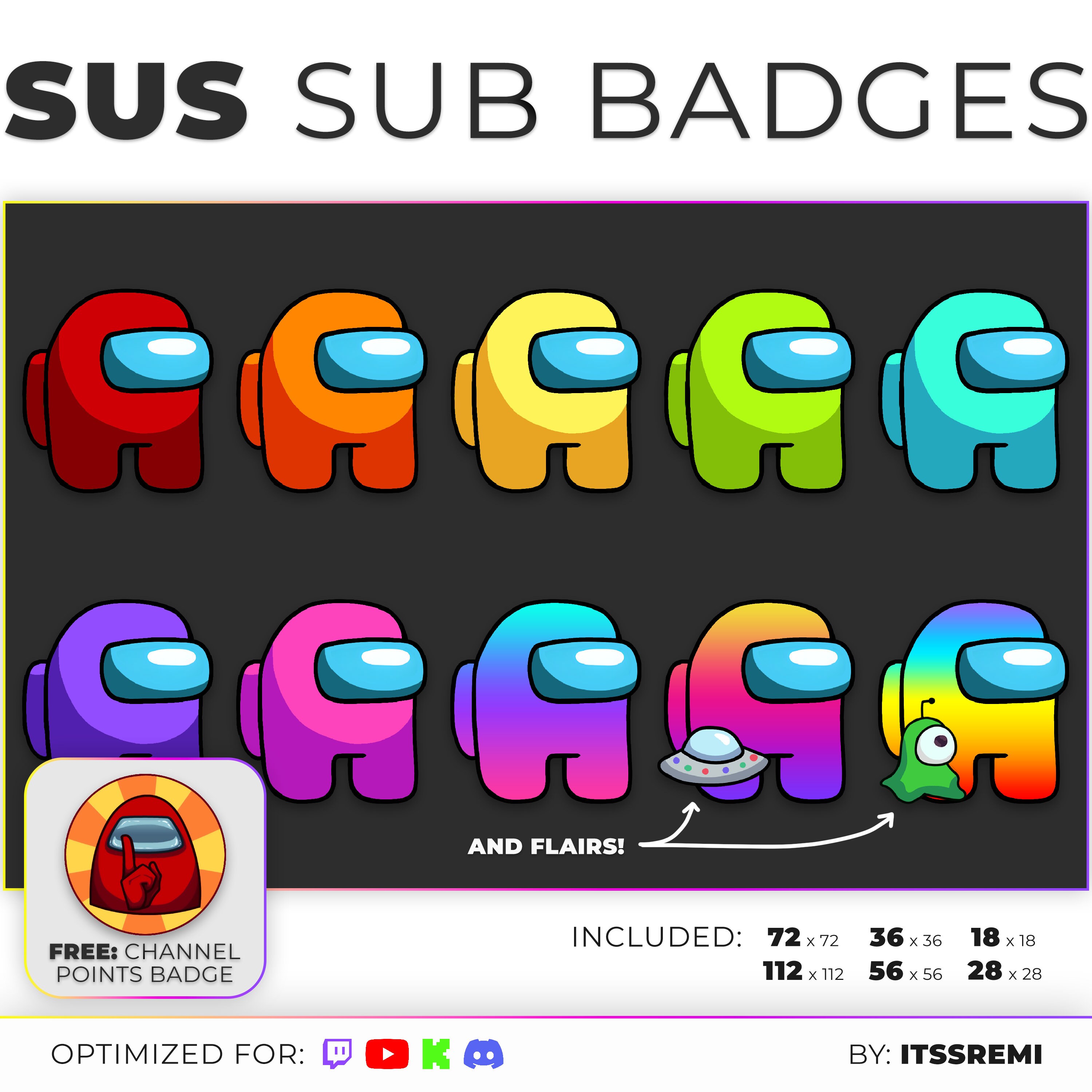 Among Us Sub Badges for Twitch With Channel Points and Flairs - Etsy