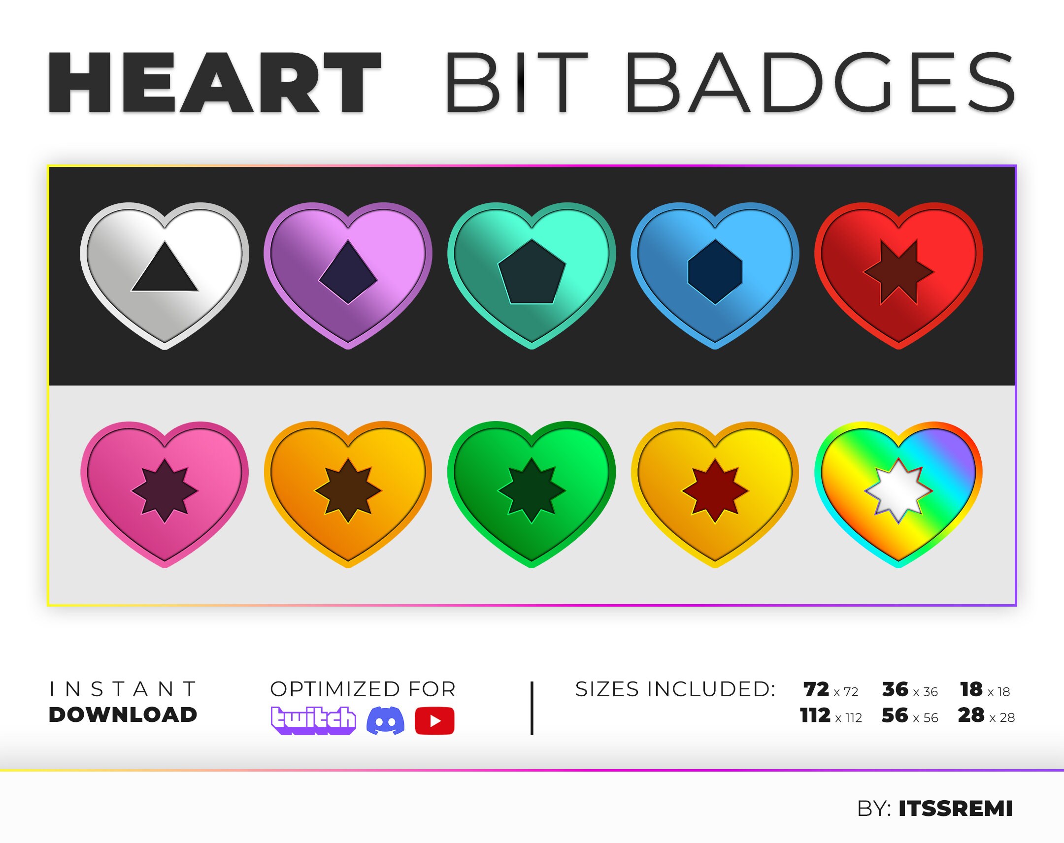 Heart Shaped Bit Badges for Twitch - Etsy