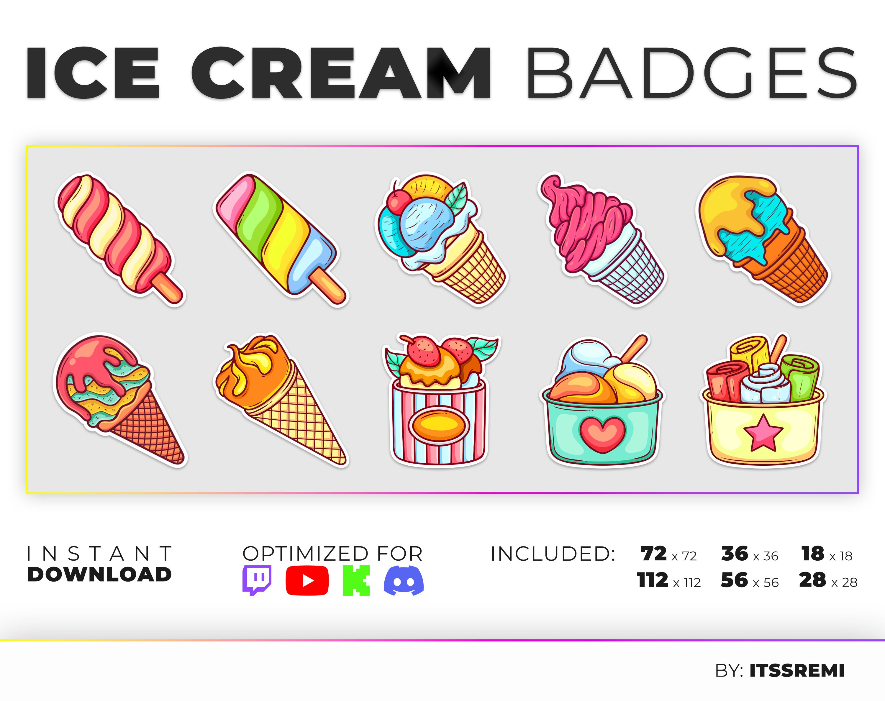 Ice Cream Sub/bit Badges for Twitch - Etsy