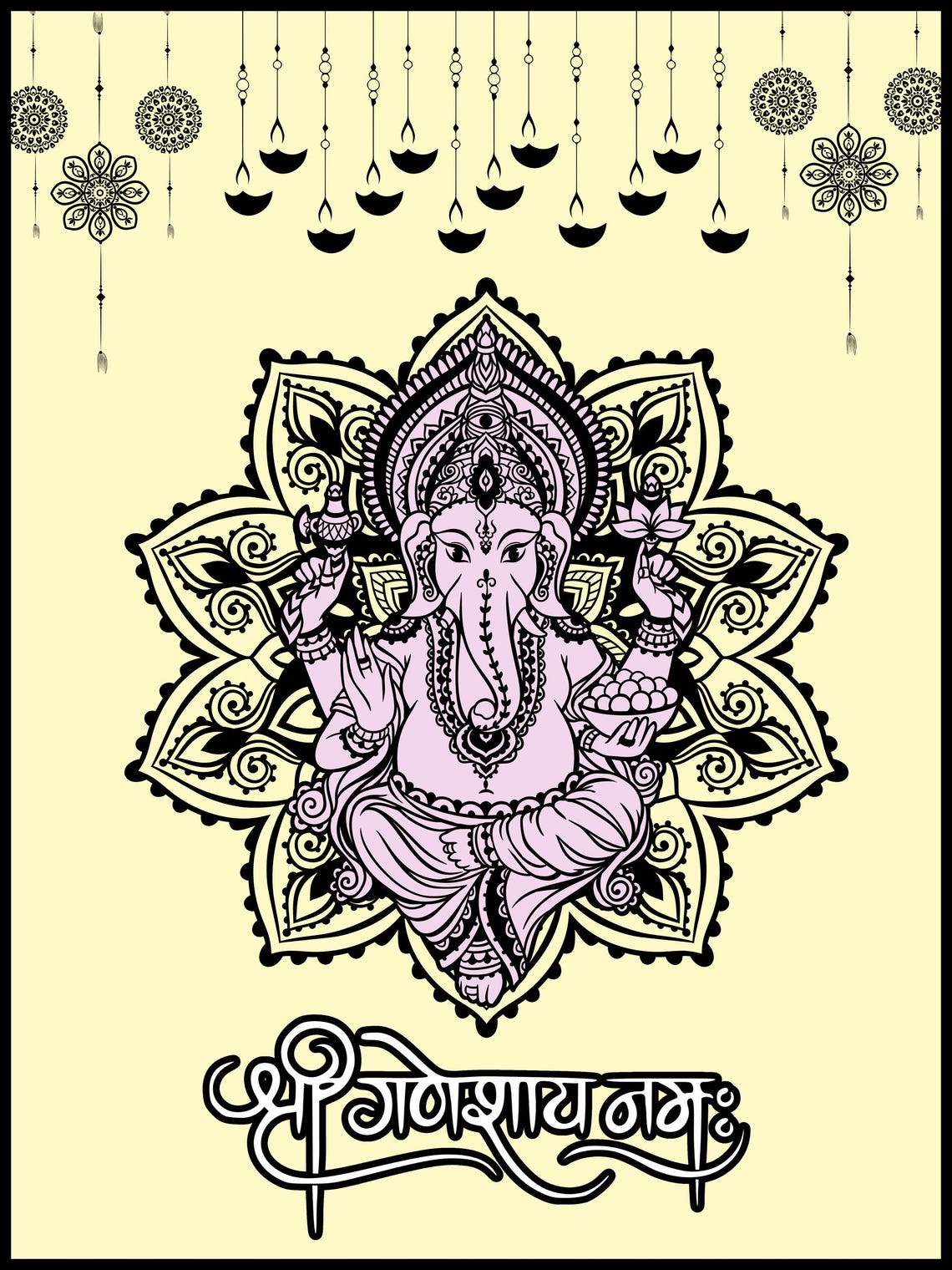 Ganesh Coloring Page – Printable Hindu Art for Kids & Adults, Relaxing ...
