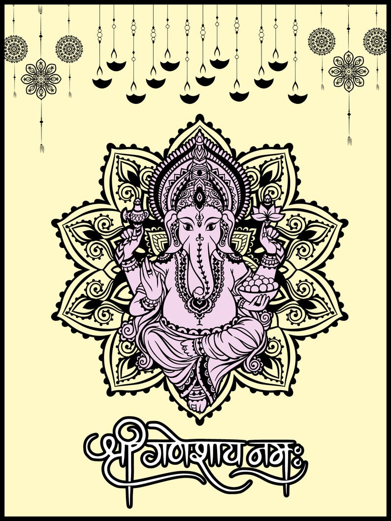 Ganesh Coloring Page – Printable Hindu Art for Kids & Adults, Relaxing ...
