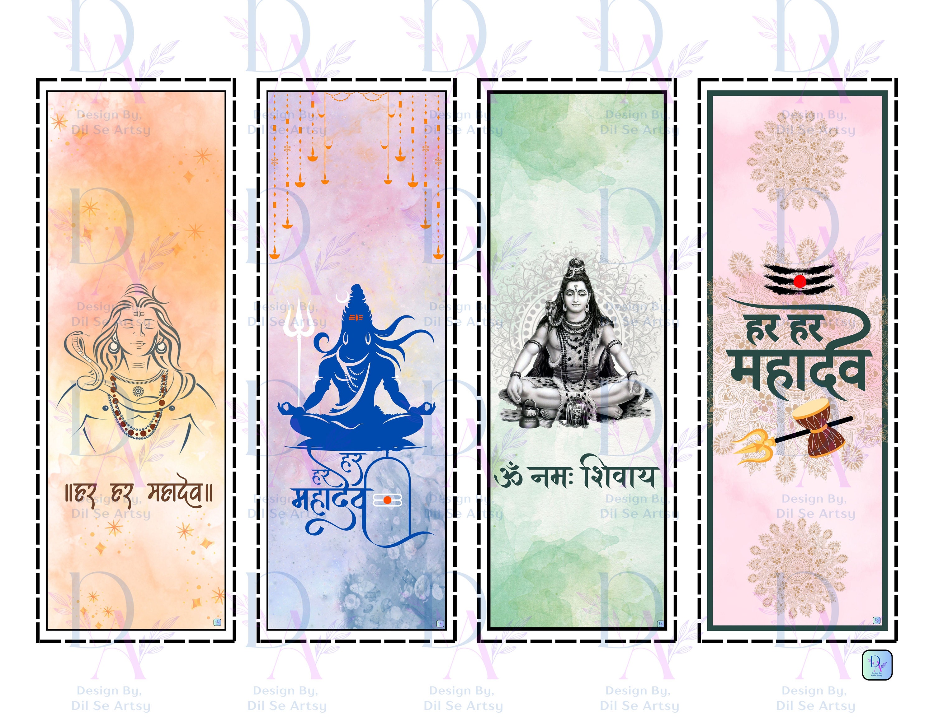 Divine Lord Shiva Bookmark Collection - Set of 4 Unique, Colorful ...