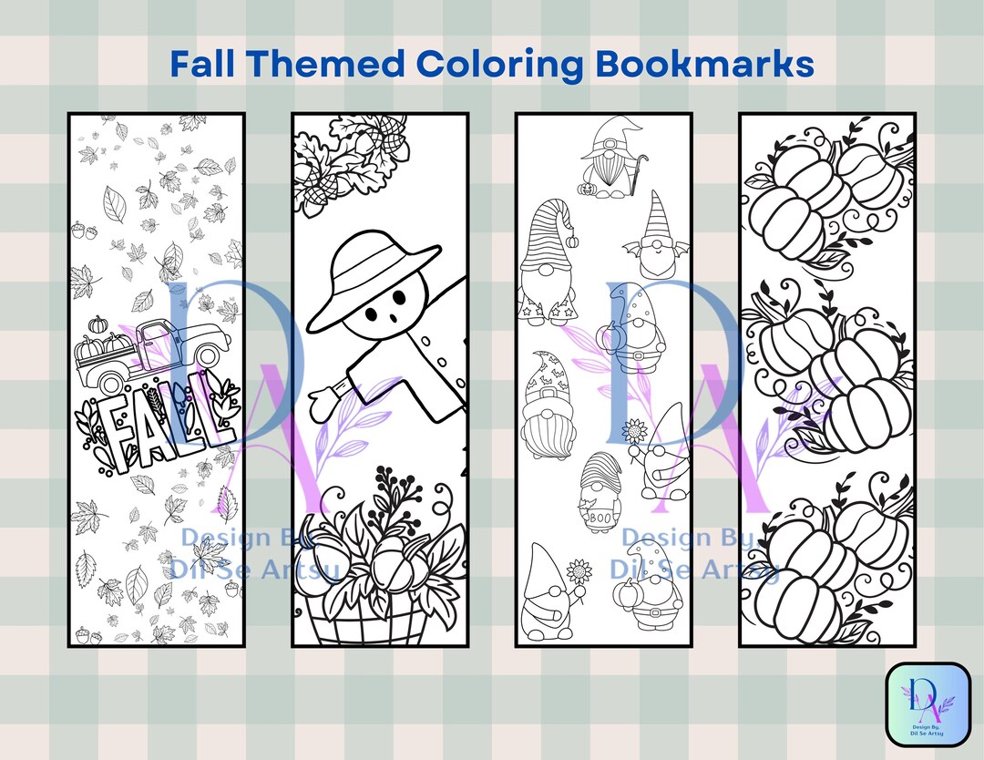 Fun Fall-themed Coloring Bookmarks – Instant Download for Kids & Adults ...