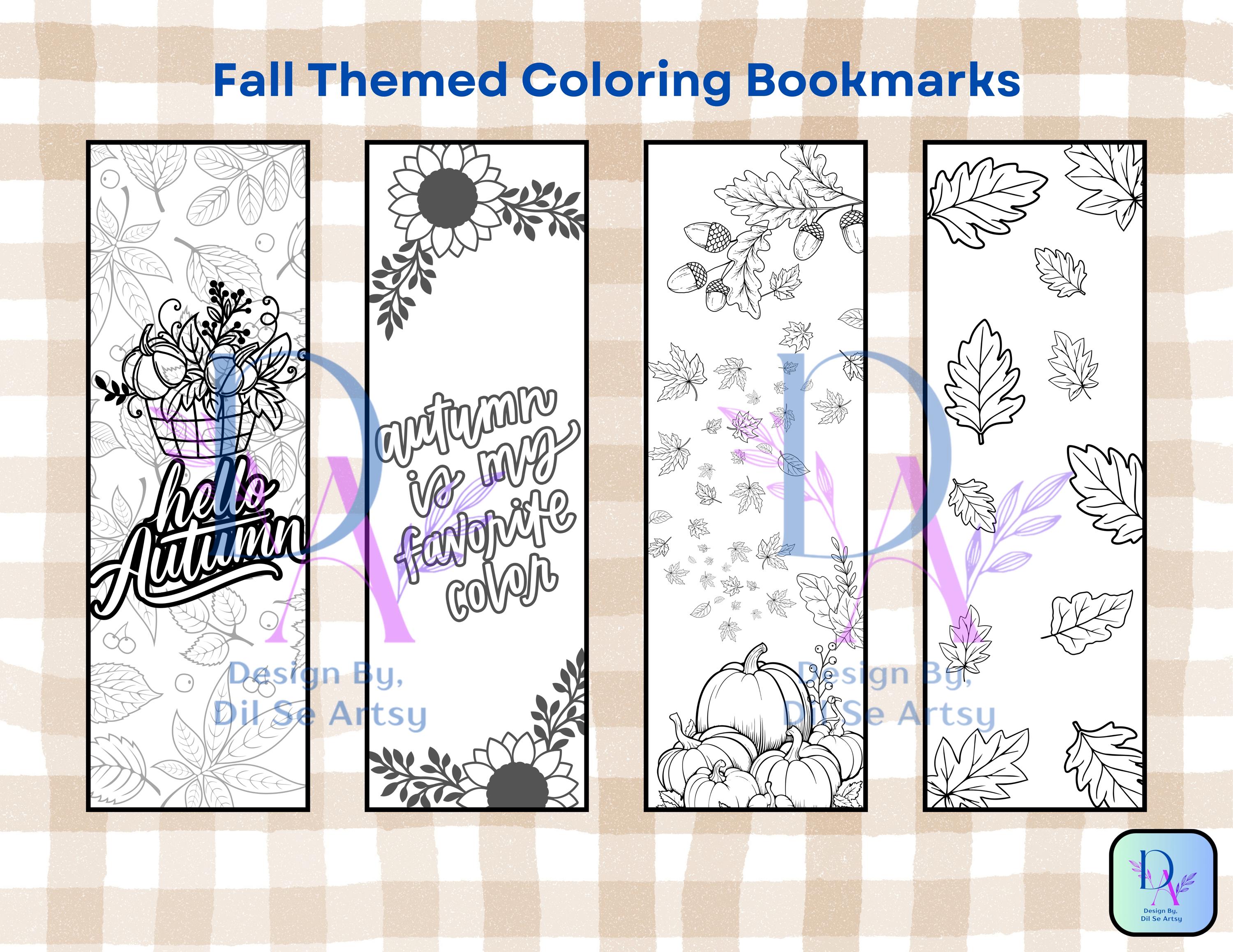 Fun Fall-themed Coloring Bookmarks – Instant Download for Kids & Adults ...