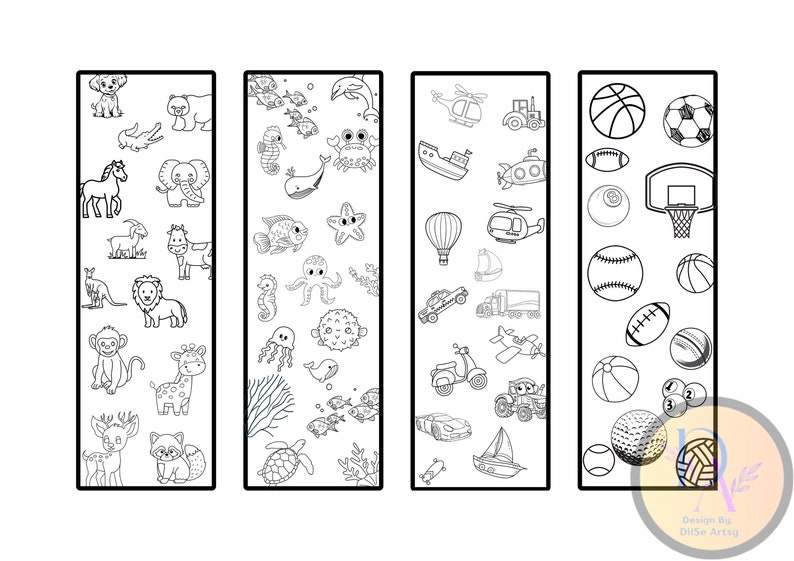 Fun Kids Coloring Bookmarks - Printable Birthday Edition - 24 Unique ...