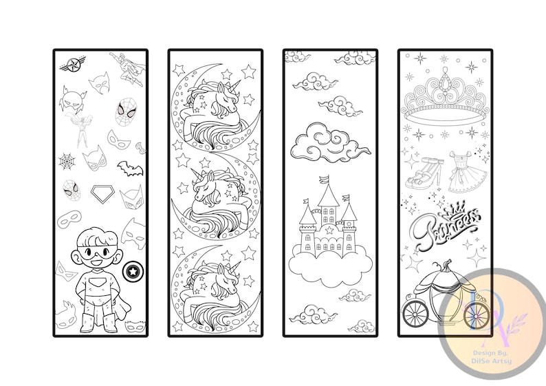 Fun Kids Coloring Bookmarks - Printable Birthday Edition - 24 Unique ...