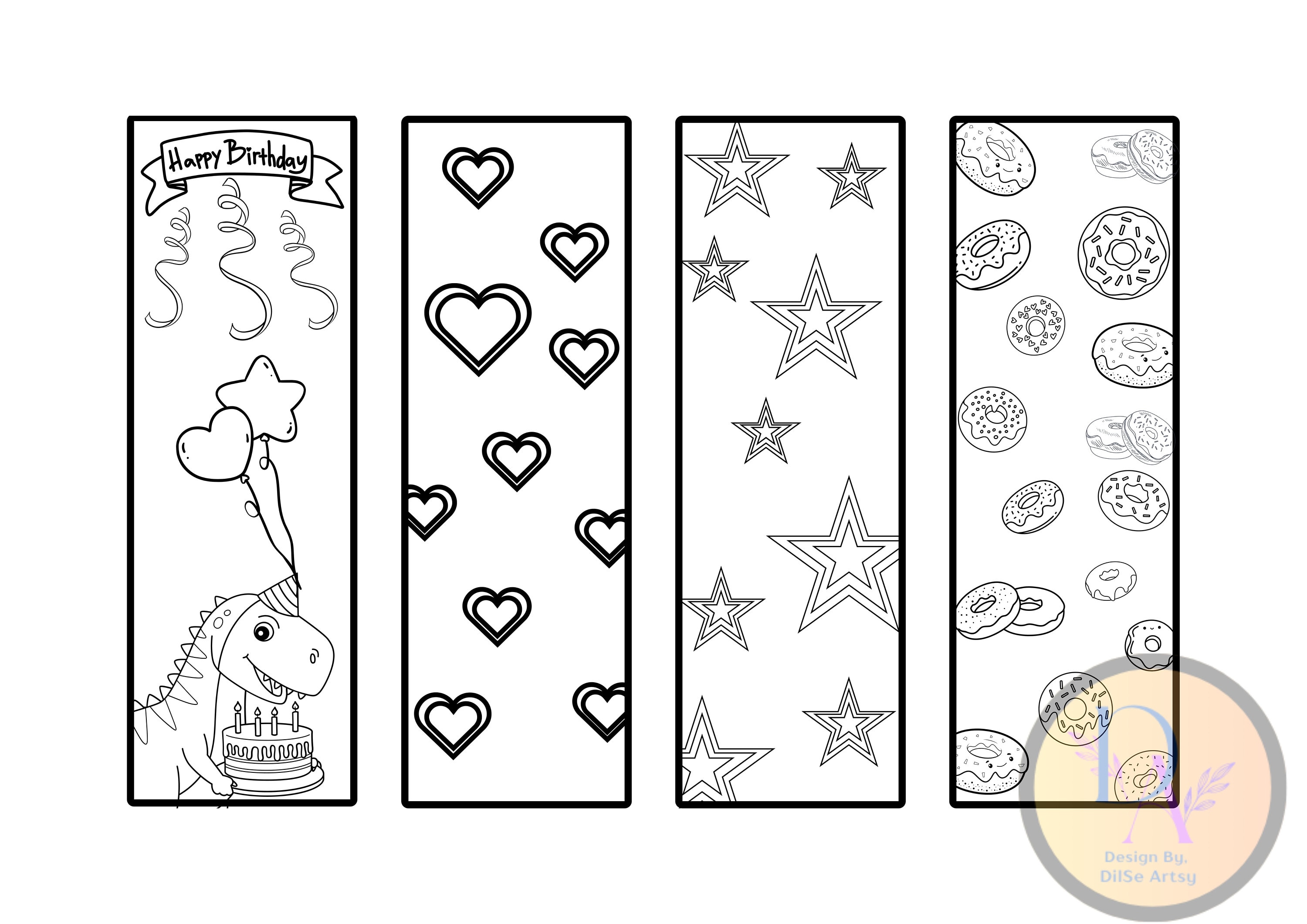Fun Kids Coloring Bookmarks Printable Birthday Edition 24 Unique ...