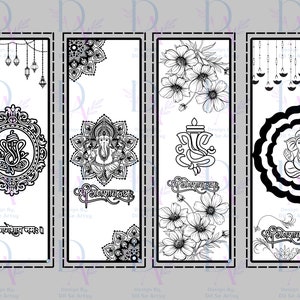 Shri Ganesh Coloring Bookmark Collection - Set of 8 Unique Designs ...