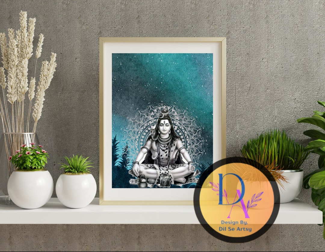 Digital Art of Lord Shiva in Vibrant Colors - Religious Artwork ...