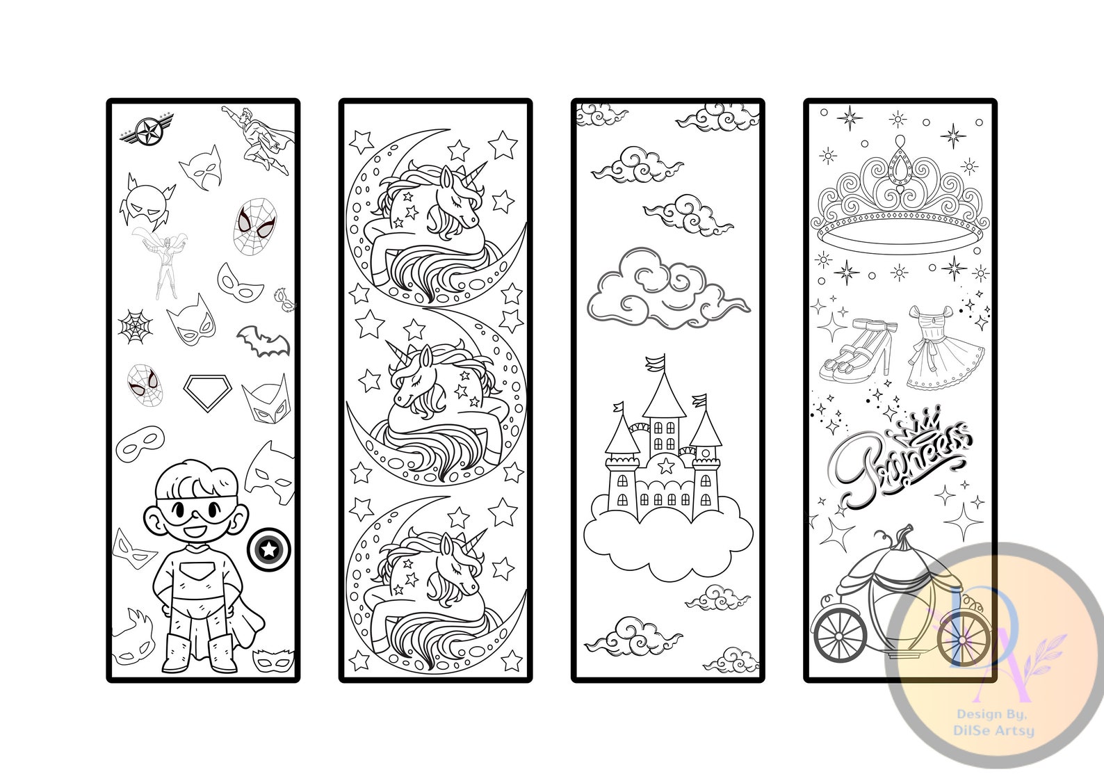 Birthday Coloring Bookmarks: 24 Kids Printable Designs (digital ...