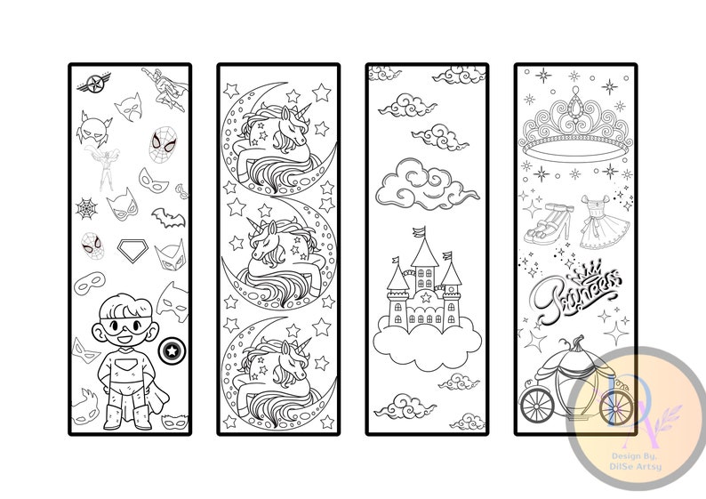 Birthday Coloring Bookmarks: 24 Kids Printable Designs (digital ...