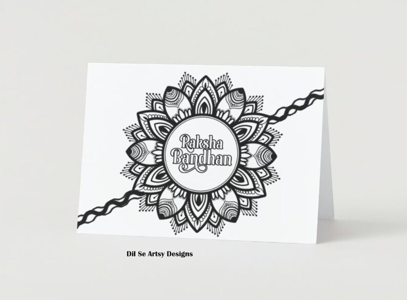 Raksha Bandhan Coloring Card: Printable Rakhi Greeting (instant ...