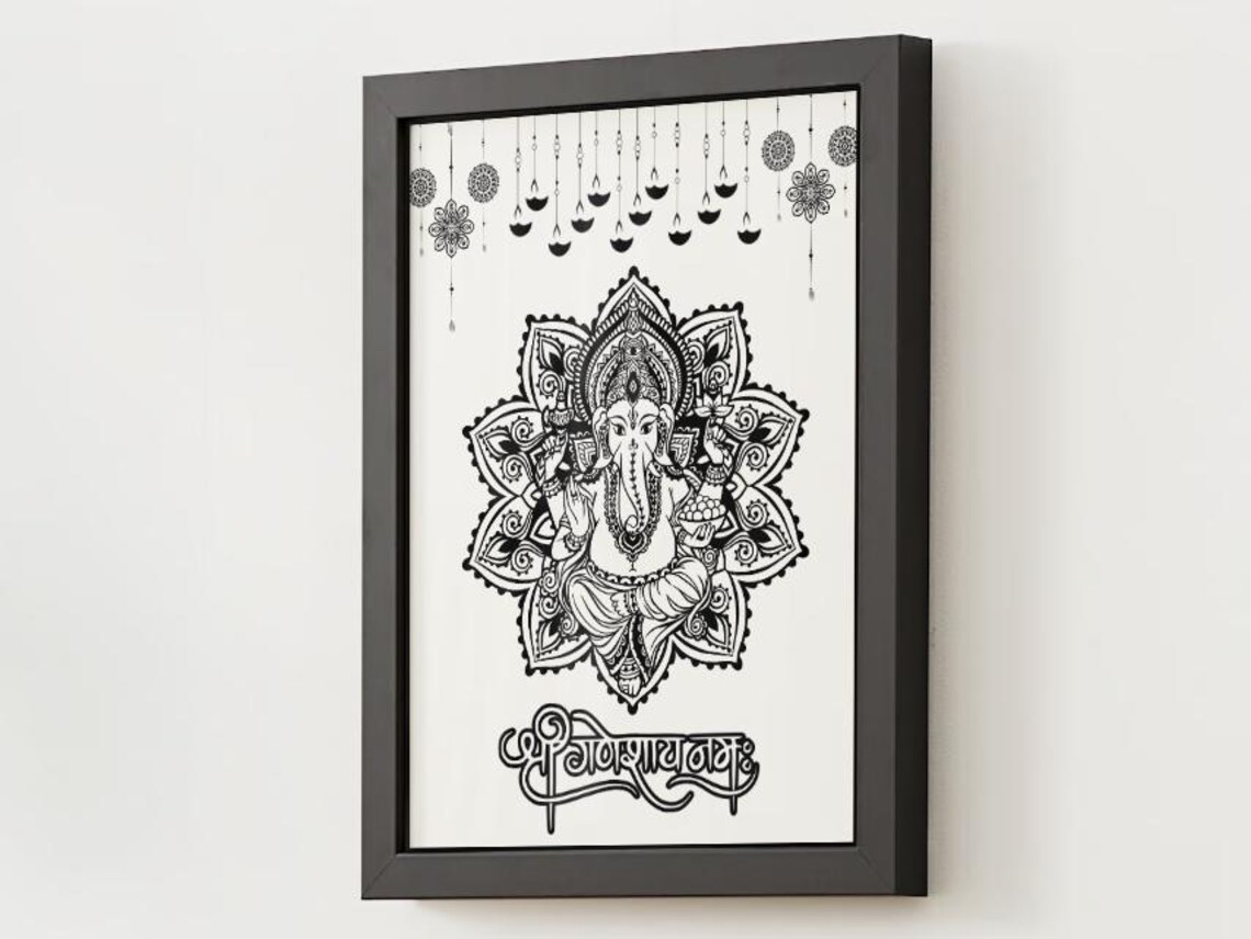 Ganesh Coloring Page – Printable Hindu Art for Kids & Adults, Relaxing ...