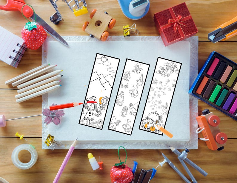 Fun Fall-themed Coloring Bookmarks – Instant Download for Kids & Adults ...