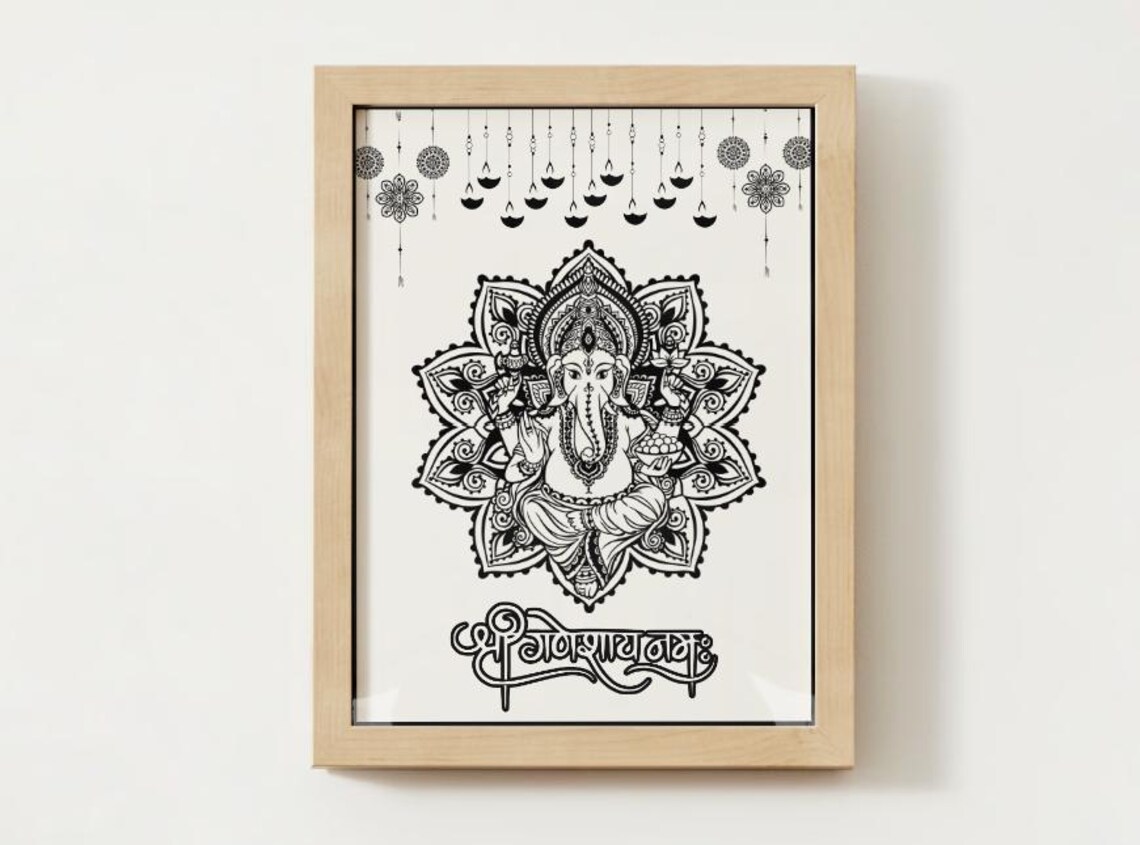 Ganesh Coloring Page – Printable Hindu Art for Kids & Adults, Relaxing ...