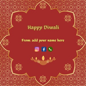 Customizable Diwali Greeting Card | Printable & Digital Copy for Social ...