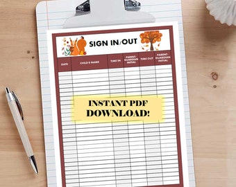 Monthly Sign Out Sheet - Etsy