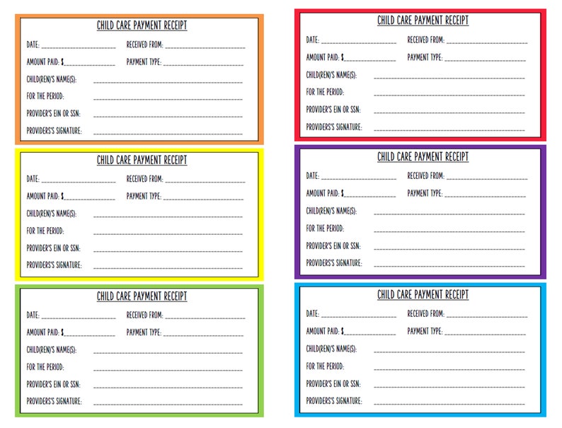 2 PAGES! Daycare Payment Receipt Download, Child Care Payment PDF ...
