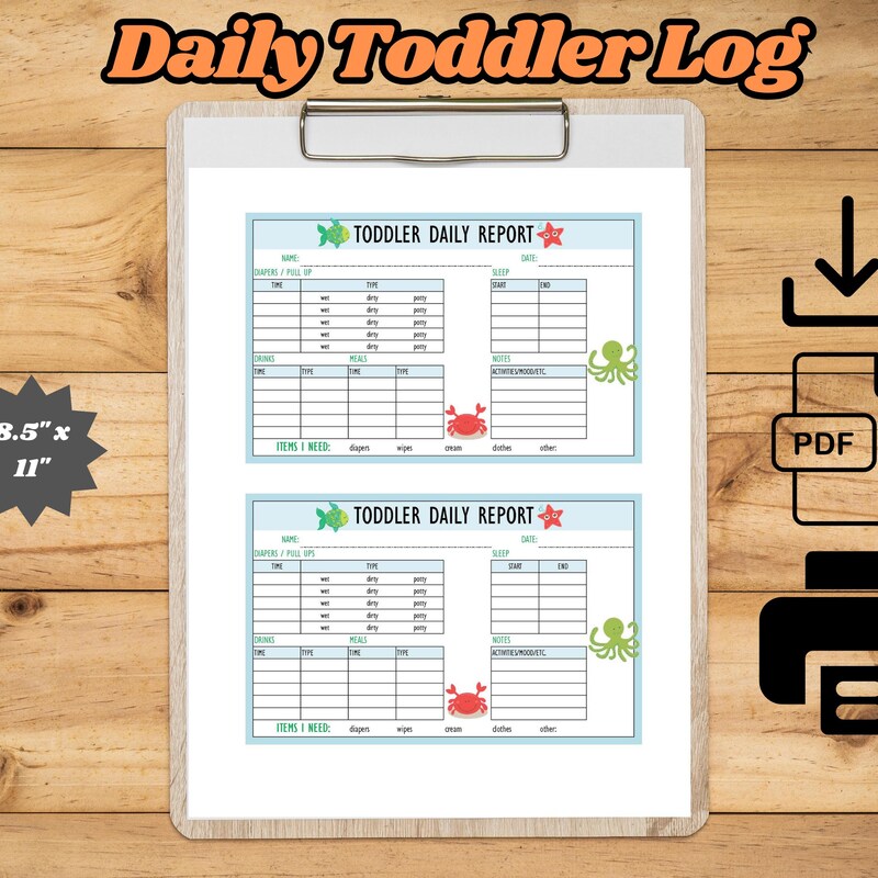 Toddler Daily Report - Etsy