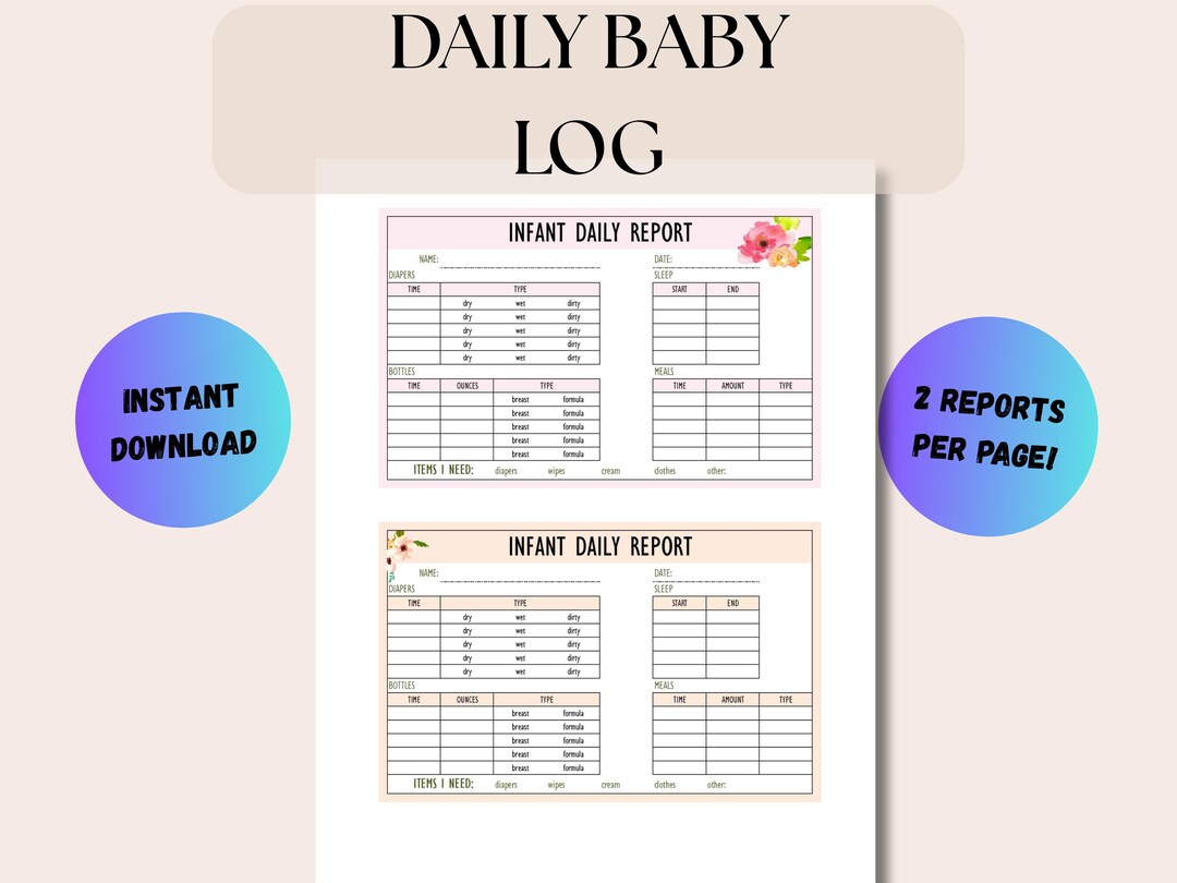 Daycare Paperwork, Baby Daily Log, Babysitter Report, Childcare Log ...