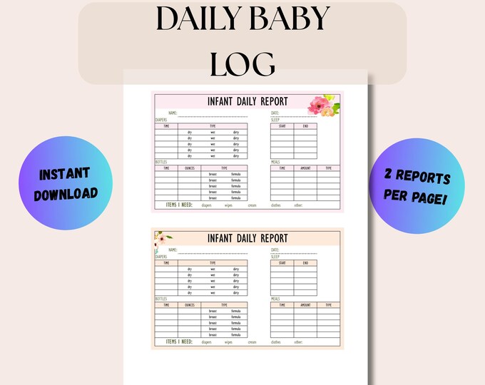 Baby Daily Log Template, Baby Daily Report, Baby Report, Baby Tracker ...